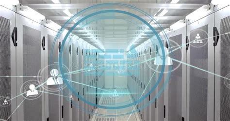 animation of cyber security data processing over computer servers stock footage video of