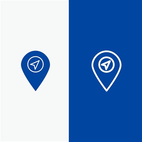 Location Map Pointer Line And Glyph Solid Icon Blue Banner Line And