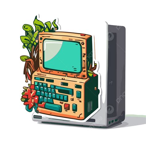 빈티지 컴퓨터 데칼 클립 아트 벡터 고립 된 만화 무료 컴퓨터와 스티커 디자인 상표 Png 일러스트 및 벡터 에 대한 무료 다운로드 Pngtree