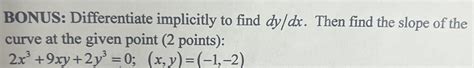 Solved Bonus Differentiate Implicitly To Find Dydx ﻿then