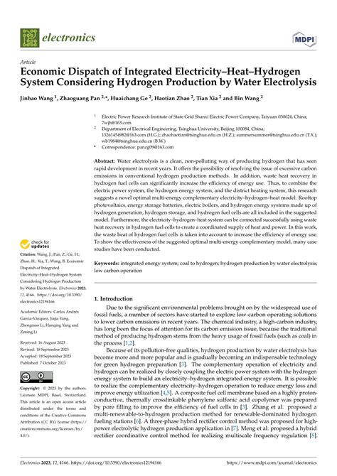 Pdf Economic Dispatch Of Integrated Electricityheathydrogen System Considering Hydrogen