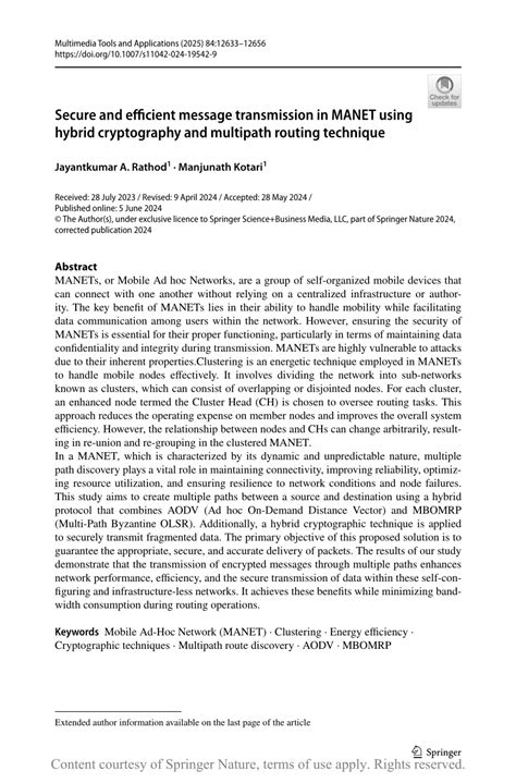 secure and efficient message transmission in manet using hybrid