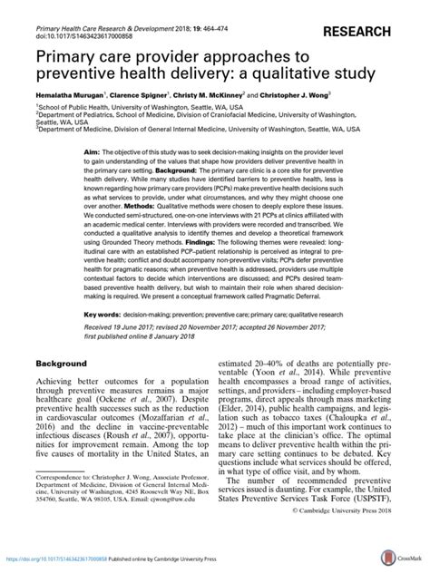 Div Class Title Primary Care Provider Approaches To Preventive Health