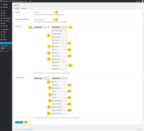 Default Single Page Layout Settings Panel Venture Event Manager Documentation