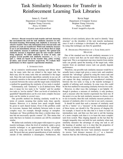 Pdf Task Similarity Measures For Transfer In Reinforcement Learning Task Libraries