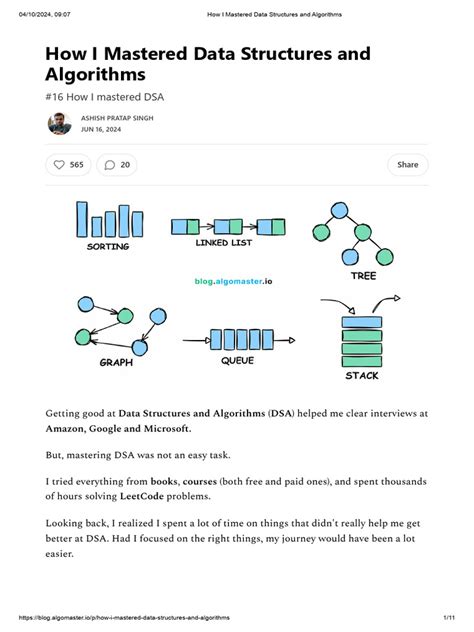 How I Mastered Data Structures And Algorithms Ashish Pratap Singh Pdf Computer Science