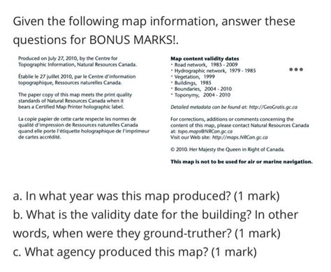 Solved Given The Following Map Information Answer These Chegg