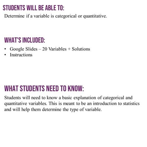 Categorical Or Quantitative Variables By Math By K8 Tpt