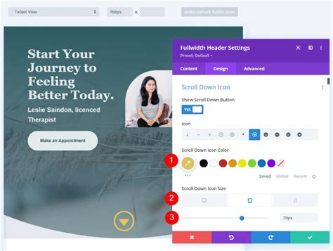 how to include a scroll down button in your divi fullwidth header