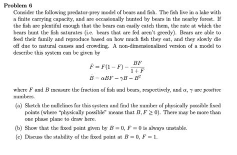 Problem Consider The Following Predator Prey Model Chegg
