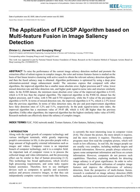 PDF The Application Of FLICSP Algorithm Based On Multi Feature Fusion