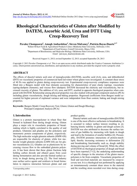 Pdf Rheological Characteristics Of Gluten After Modified By Datem