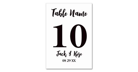 Modern Custom Table Name Wedding Table Number Zazzle