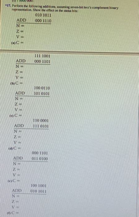 17 Perform The Following Additions Assuming