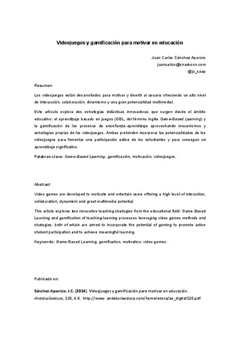 Pdf Videojuegos Y Gamificación Para Motivar En Educación