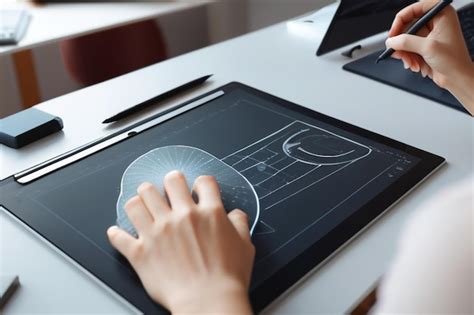 Cropped Image Of A Female Graphic Design Using Graphic Tablet And
