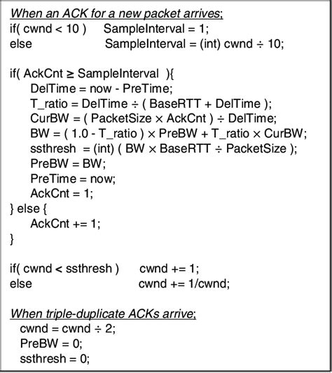 pseudo code for the proposed congestion control download scientific