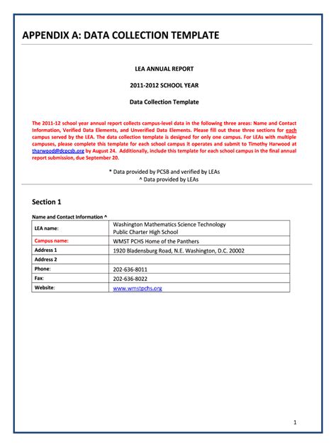 Fillable Online APPENDIX A DATA COLLECTION TEMPLATE Fax Email Print PdfFiller
