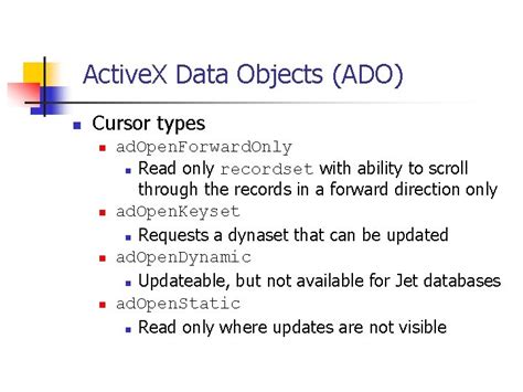 Active X Data Objects Ado N Performs Same