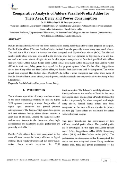 Pdf Comparative Analysis Of Adders Parallel Prefix Adder For Their