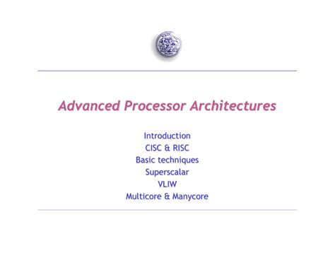 Advanced Processor Architectures