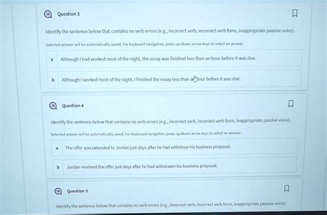 Solved Question 3identify The Sentence Below That Contains