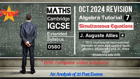 Igcse Algebra Tutorial 7 Solving Simultaneous Equations Youtube