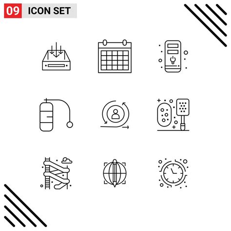 9 Creative Icons Modern Signs And Symbols Of Returning Travel Contact Diving Cpu Editable Vector