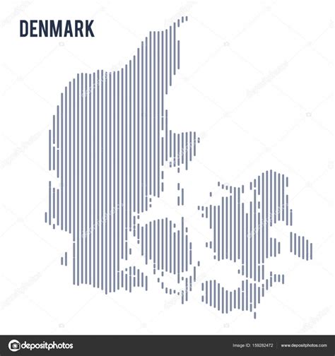 Vector Abstract Hatched Map Of Denmark With Vertical Lines Isolated On