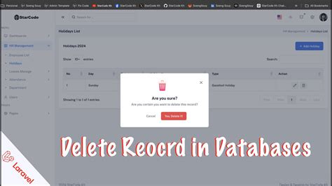 Delete Record In Databases Hr Management Laravel 11 Youtube