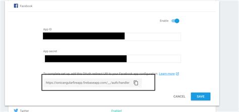 firebase authentication 3r party authprovider callback url redirect