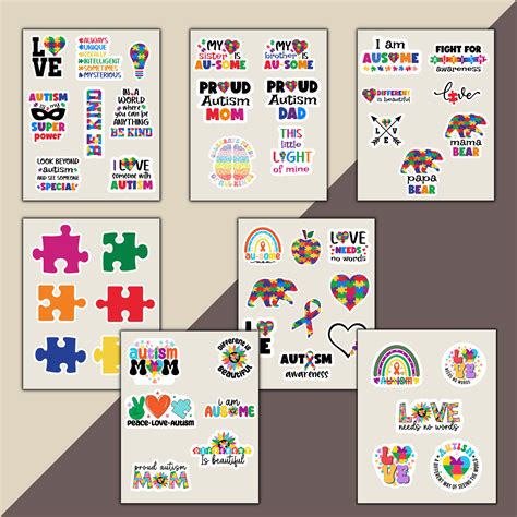 Autism Awareness Printable Stickersdesign Bundleprintable Stickers