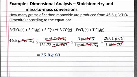 Chem 101 Dimensional Analysis Stoichiometry And Mass To Mass Conversions Youtube