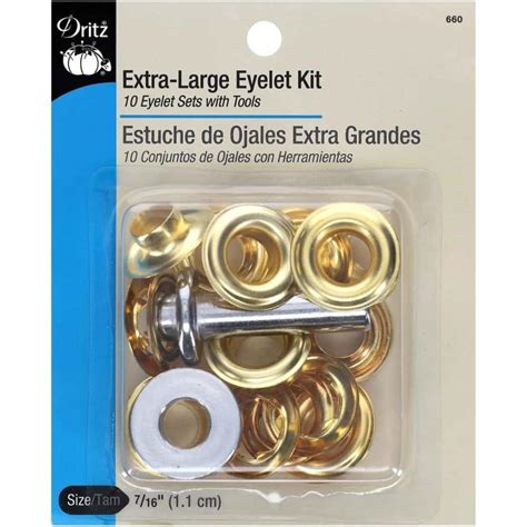 Dritz 660 Extra Large Eyelet Kit With Tool Brass 716 Inch 10 Count