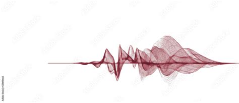 Illustration Of Abstract Red Wireframe Sound Waves Visualization Of Frequency Signals Audio