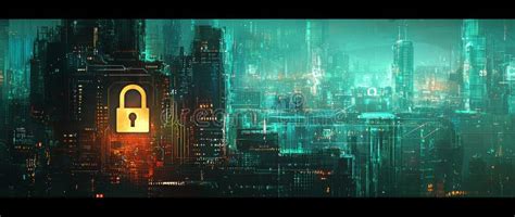 Modern Cybersecurity Technology For Industrial Infrastructure With Digital Locks To Protect Data