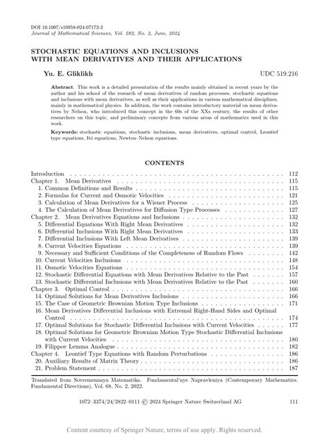 Stochastic Equations And Inclusions With Mean Derivatives And Their Applications