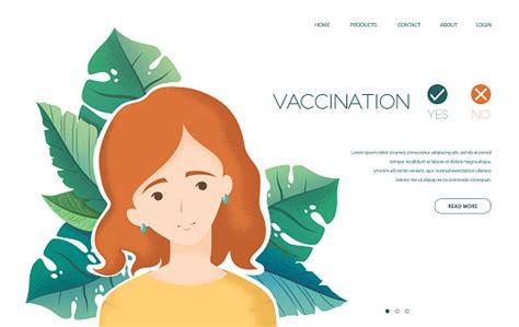 흰색 배경에 고립 된 예방 접종에 대해 생각하거나 예방 접종에 대해 생각하는 젊은 여성과 평평한 스타일로 벡터 의료 일러스트 웹