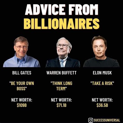 Advice From Billionaires Investment Quotes Business Motivational