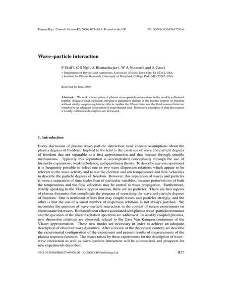 Wave Particle Interaction