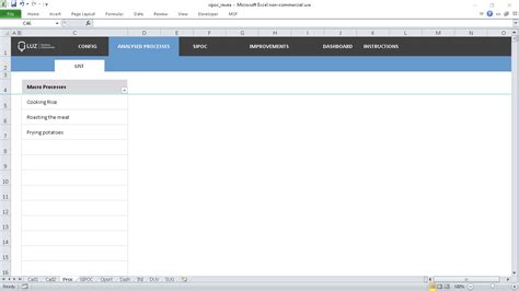 SIPOC Excel Spreadsheet Template LUZ Templates