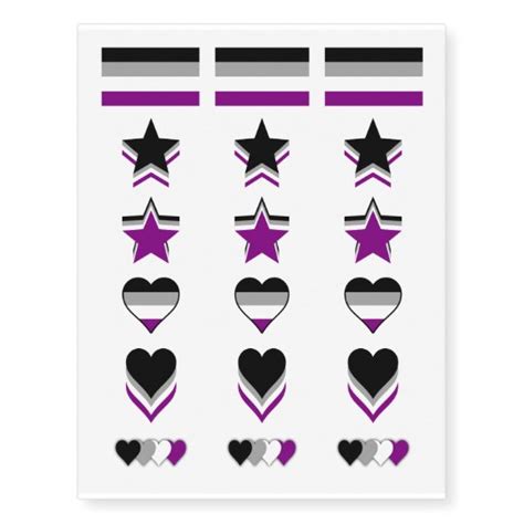 Asexuality Pride Flags Temporary Tattoos