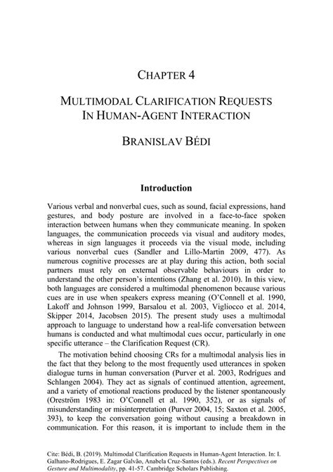 Pdf Multimodal Clarification Requests In Human Agent Interaction