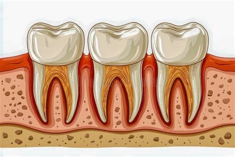 Cross Section Of Healthy Molar Teeth With Healthy Gums And Bone