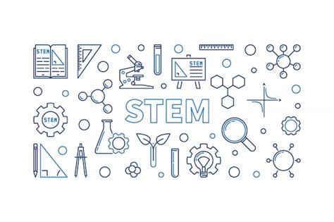 Premium Vector Stem Concept Outline Horizontal Illustration