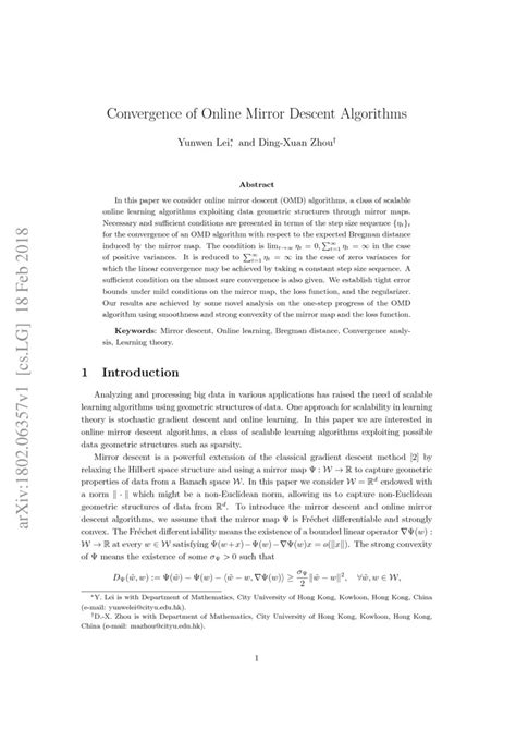 convergence of online mirror descent algorithms deepai