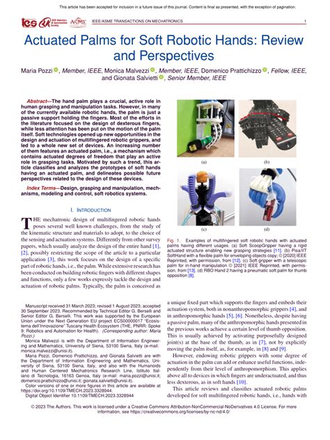 Pdf Actuated Palms For Soft Robotic Hands Review And Perspectives