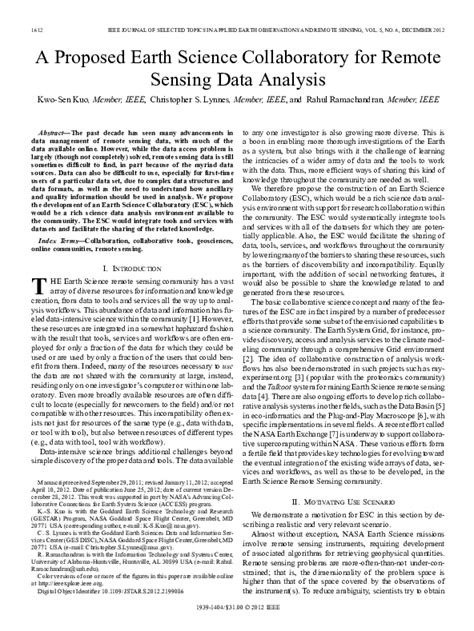 Pdf A Proposed Earth Science Collaboratory For Remote Sensing Data Analysis