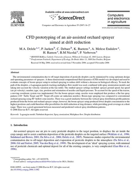 Cfd Prototyping Of An Air Assisted Orchard Sprayer Aimed At Drift Reduction Pdf Turbulence