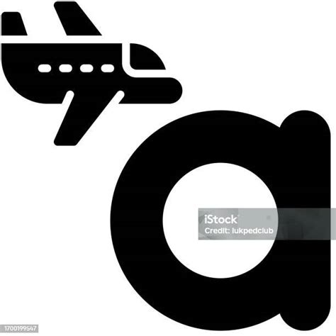 Ilustración De Letra Un Alfabeto Con Icono De Avión Ilustrador